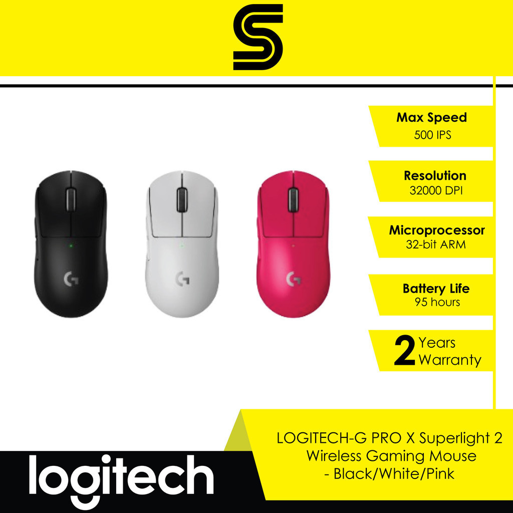 LOGITECH G Pro X Superlight 2 Wireless Gaming Mouse - Black/White/Pink ...
