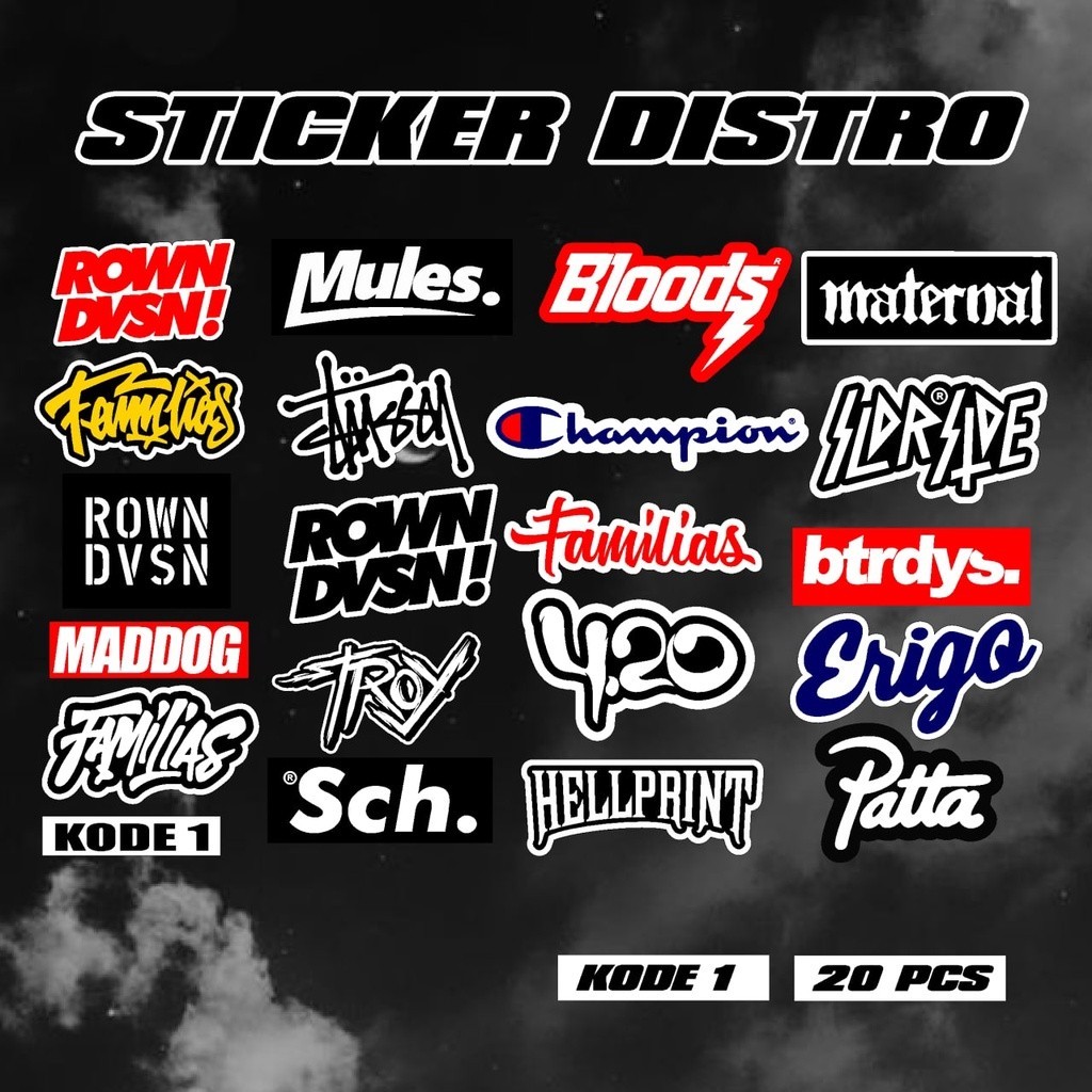 Sticker BRAND DISTRO Code 1 | Sticker PACK Code 1 | Shopee Malaysia