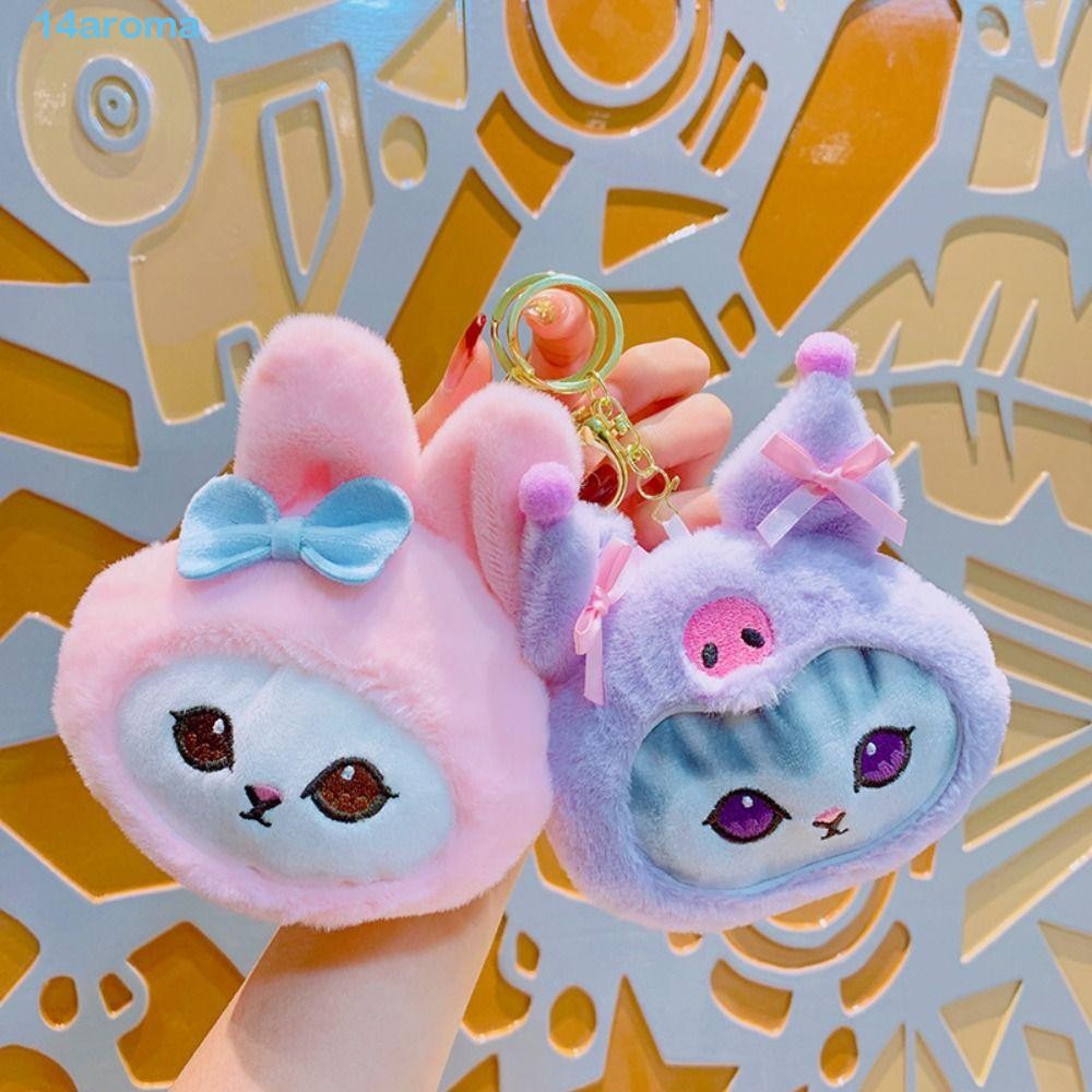 AROMA Kuromi Plush Coin Purse, Melody Cinnamoroll Mini Plush Cat ...