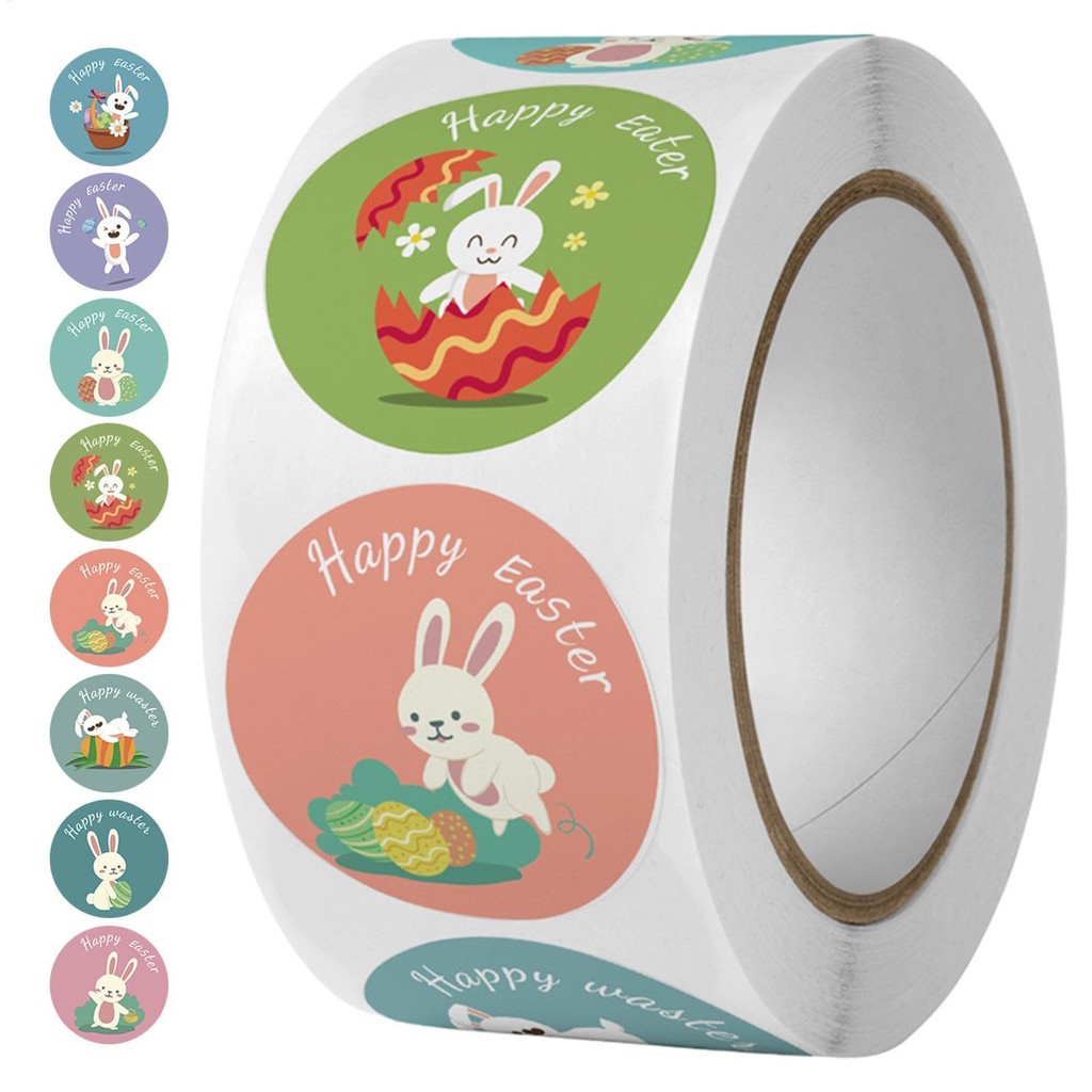 Easter Sticker Roll Easter Theme Stickers Bunny Party Colorful Easter ...