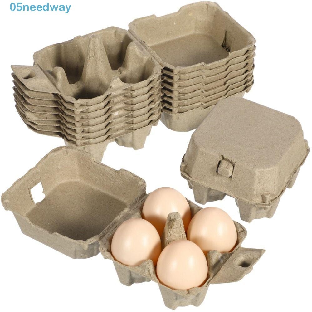 NEEDWAY 10Pcs Paper Pulp Egg Cartons, Stackable 4 Grids Chicken Eggs Tray, Creative Reusable ...