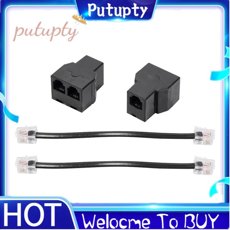 2PCS RJ11 Telephone Cable Splitter 15cm Cable 6P4C 2 Ports Telephone ...
