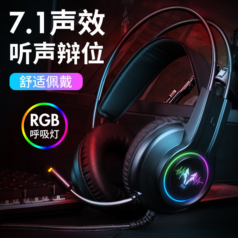Wolf Hunter H200 RGB Gaming Headset Head-mounted Desktop Computer Wired ...