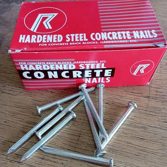 Hardened Steel Concrete Nail (1",1.5",2",2.5",3",4") 600g/box | Shopee ...