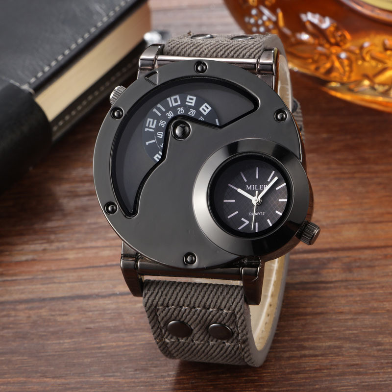 Men's Outdoor Multi-functional Sports Watch Dual Time Zone Shaped Dial ...