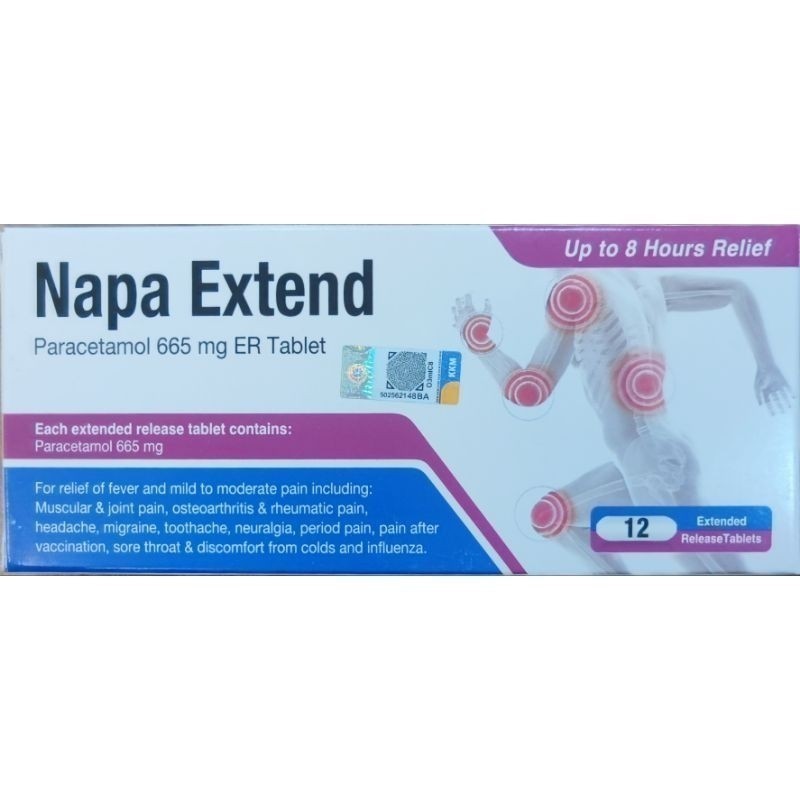 Napa Extend Paracetamol 665mg extended release tab 12's (EXP:10/24 ...