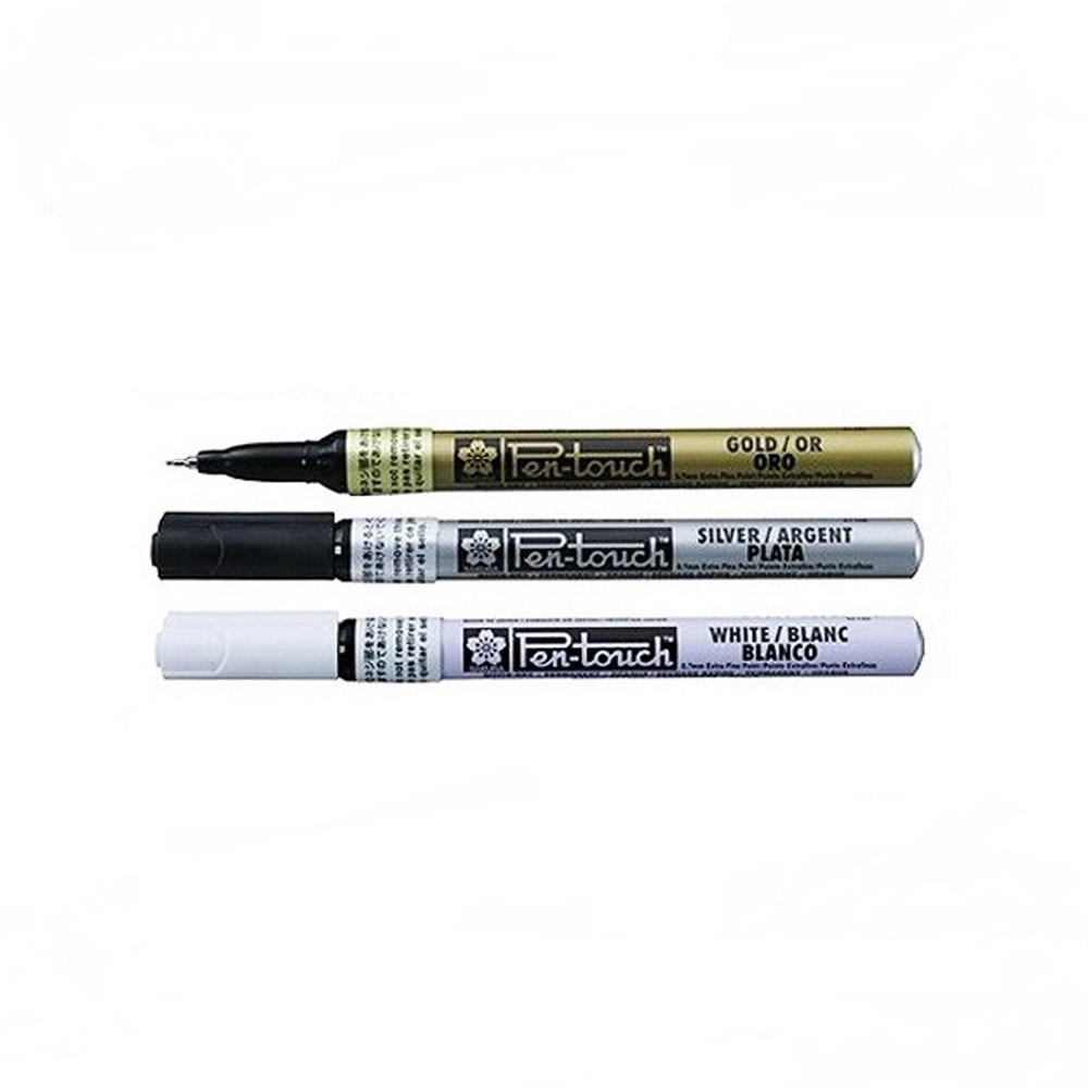 Sakura Pen Touch Paint Markers - Extra Fine Point Set (White, Silver ...