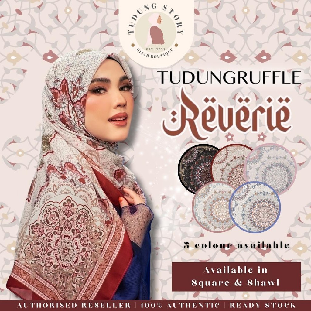 Tudung Ruffle REVERIE Printed Cotton Collection + Free Exclusive Box ...