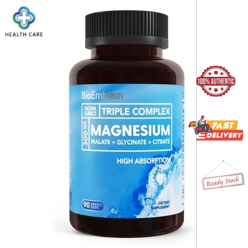 BioEmblem Triple Magnesium Complex | 300mg of Magnesium Glycinate, Malate, & Citrate 90 veggie ...