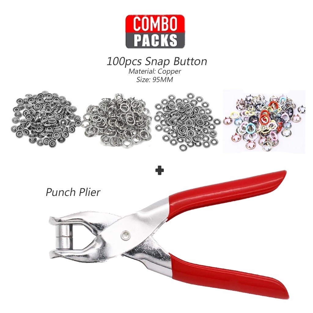 100Pc Button Butang Ketip Besi Sewing Kit Snap Fastener Baju Melayu ...