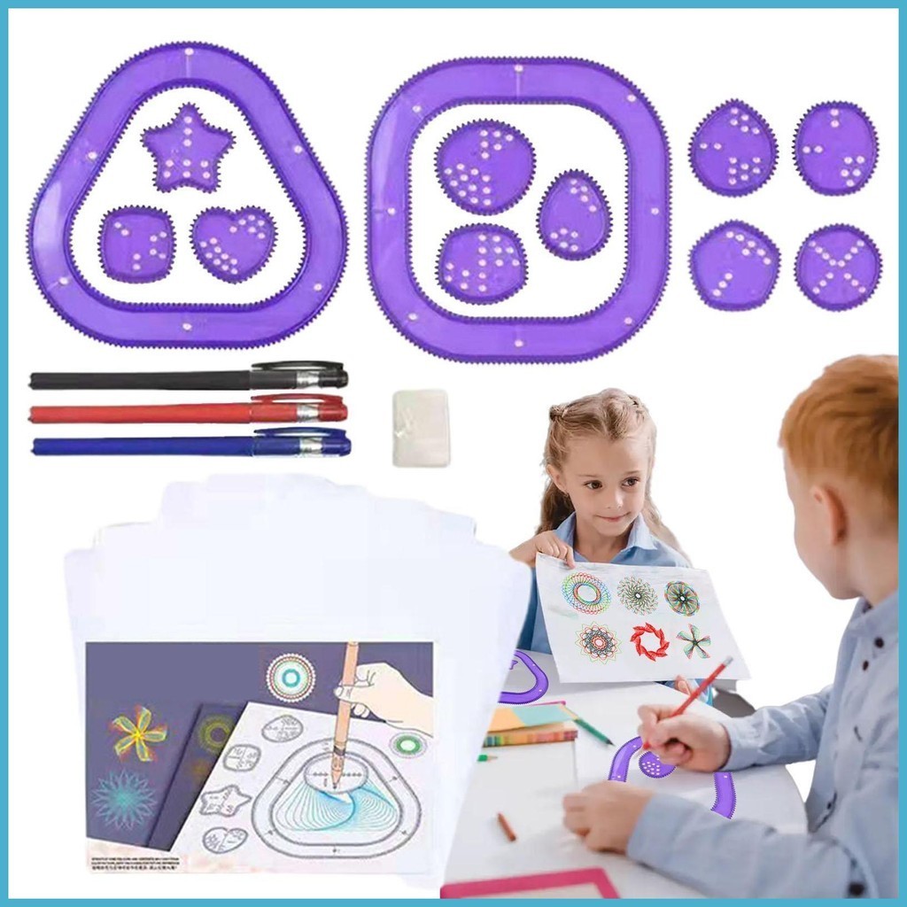 Spiral Circle Template 17PCS/Set Spiral Art Gear Geometric Ruler ...