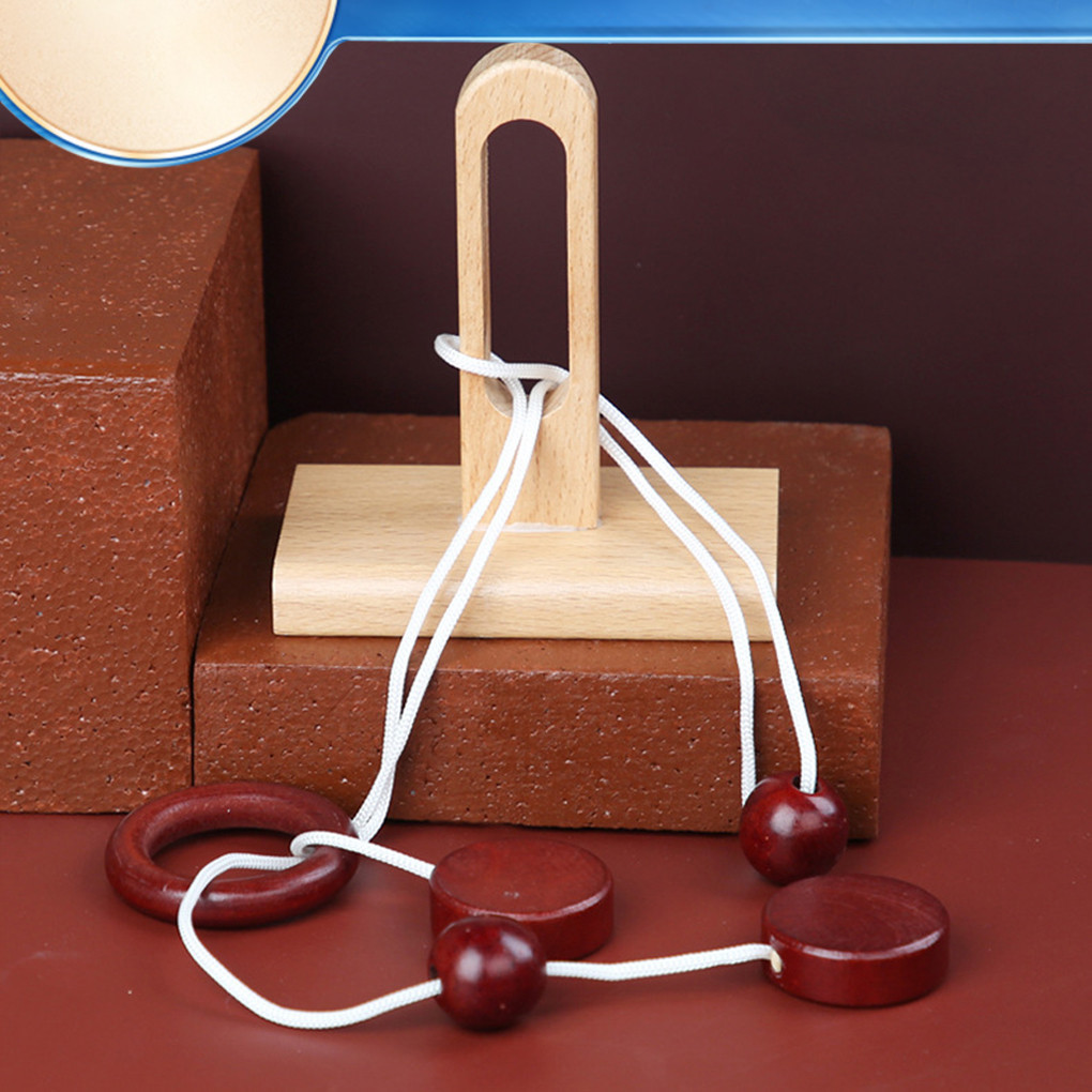 1/2/3 Classic Wood Rope Puzzles Set Intelligent Brain Teaser Learning ...