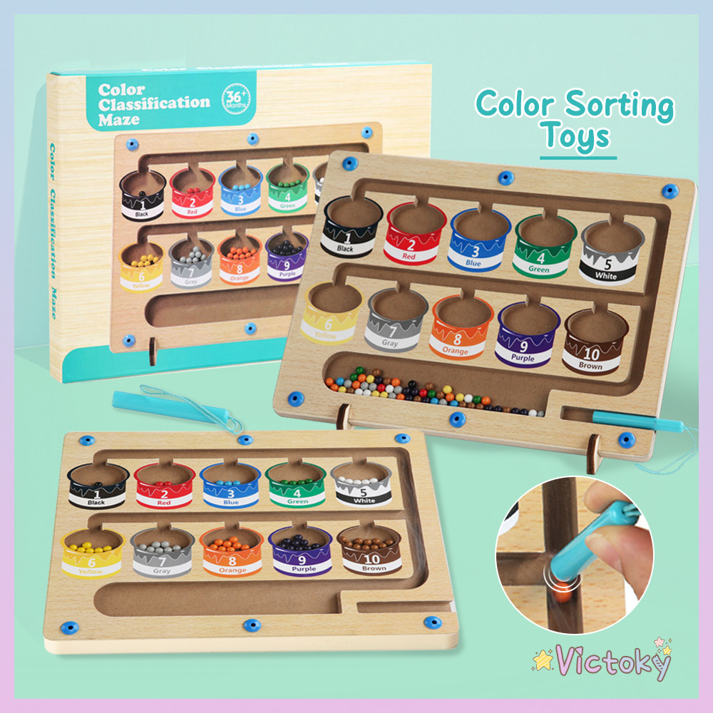 Victoky Magnetic Maze Toys With Magnetic Pen Matching Maze Color ...
