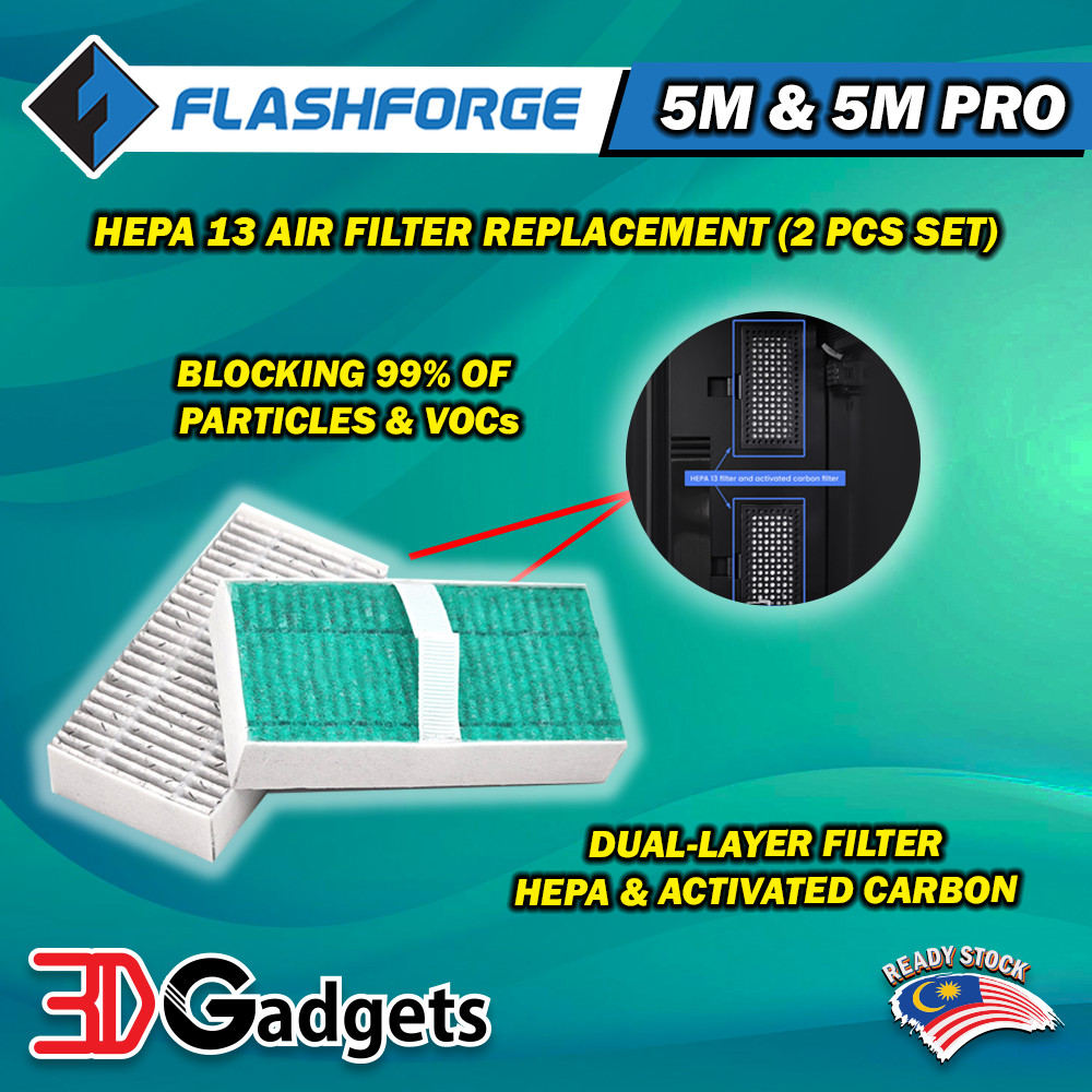 Flashforge Adventurer 5M & 5M Pro HEPA 13 Air Filter Replacement (2Pcs ...