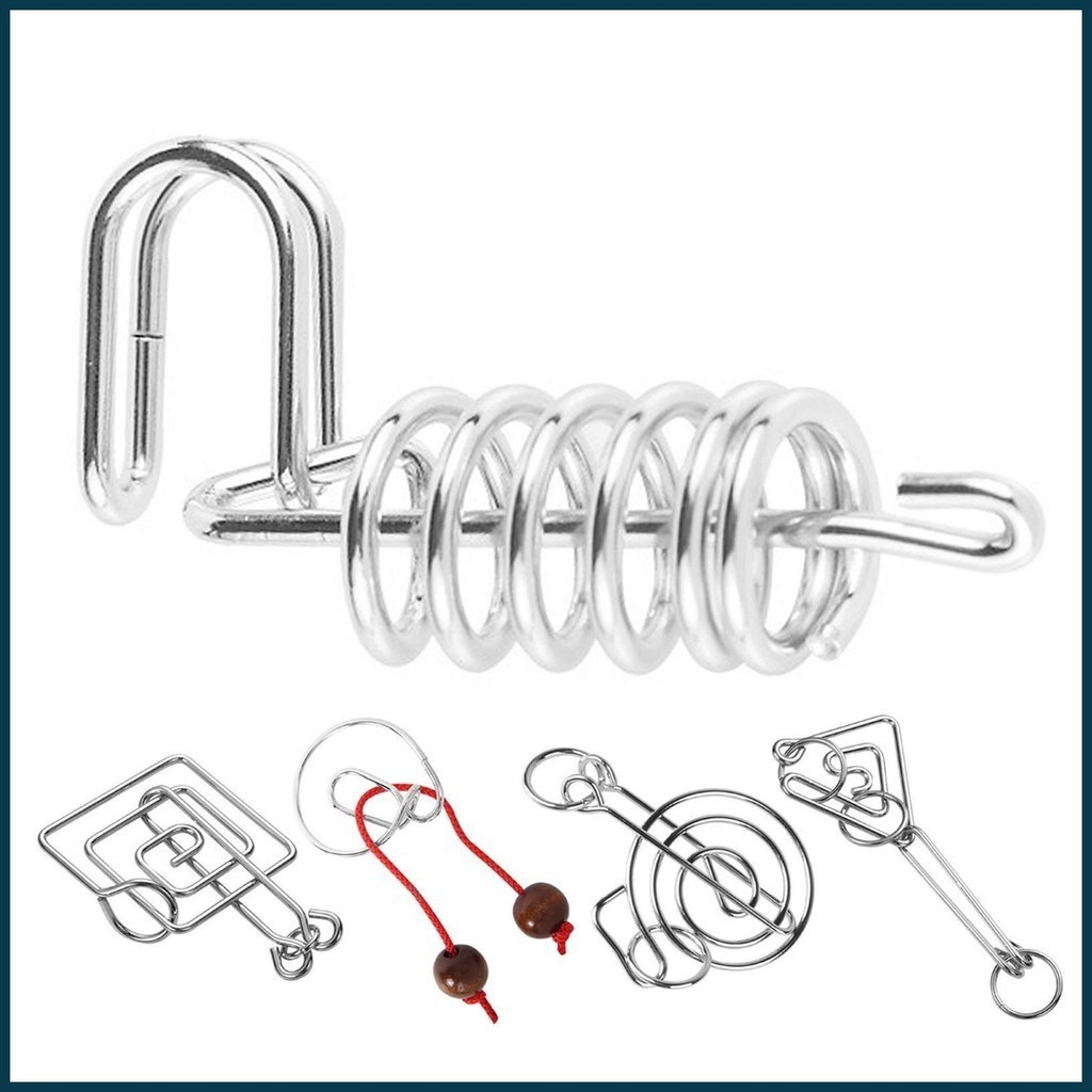 Metal Wire Puzzle Set 8 Different Lock And Unlock Brain Teasers IQ ...