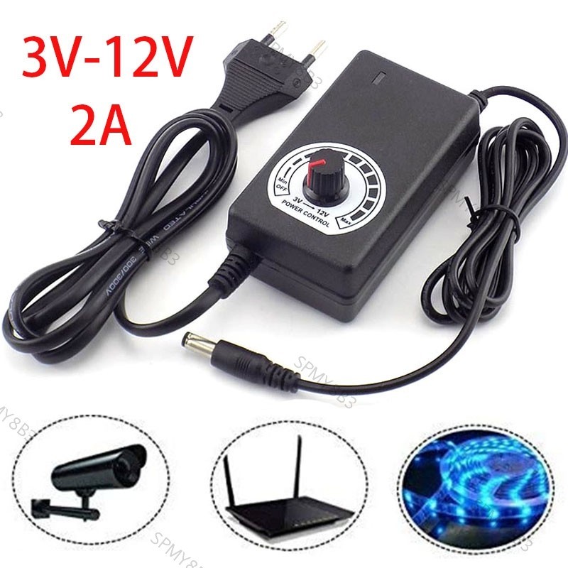 AC 100V-220V to DC 3v 12V 2A Power Adapter Supply Connector Adjustable ...