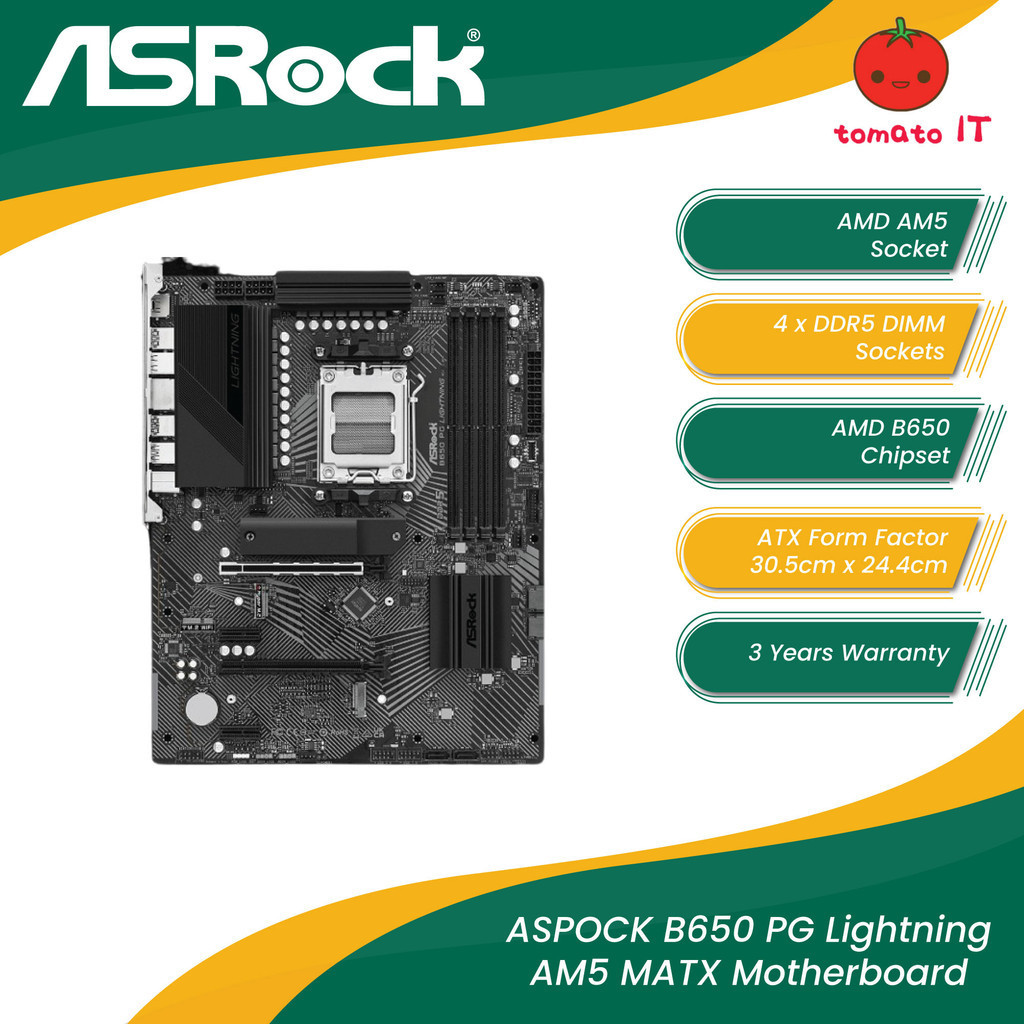 ASROCK B650 PG LIGHTNING AM5 ATX Motherboard | Shopee Malaysia