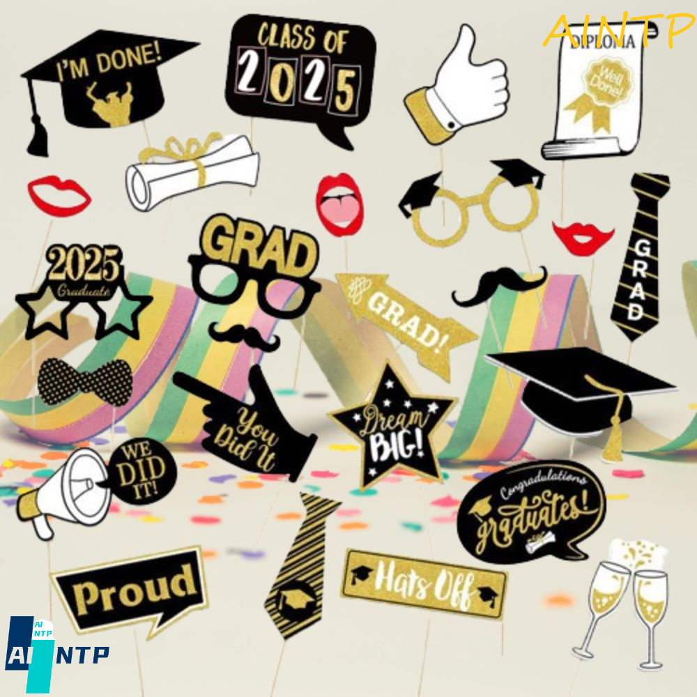 AINTP 25pcs Graduation Photography Props, Congratulation Bachelor Cap ...