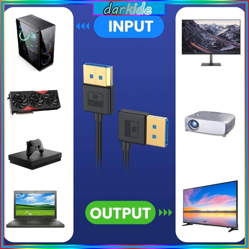 Dark Silicone DisplayPort DP1 4 Cable Angled 90 Degree Connection ...