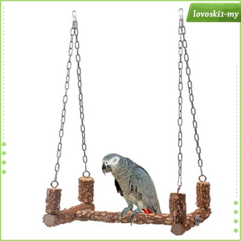 [LovoskibcMY] Parrot Wooden Stand Swing Perch Toy Hammock Swinging Toys ...