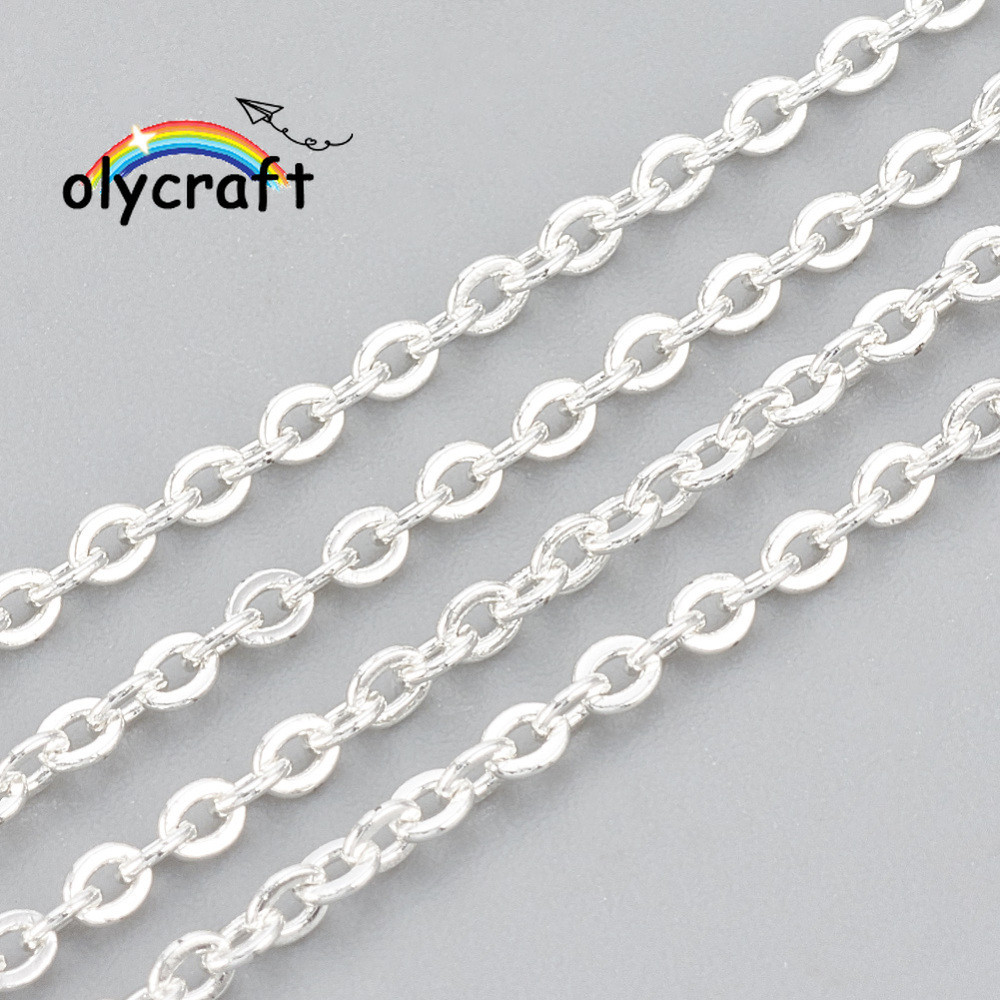 1m 3.28 Feet 304 Stainless Steel Cable Chains Soldered Flat Oval Silver ...