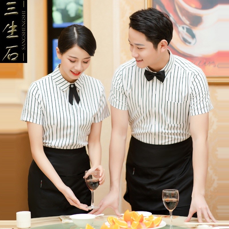 【Fast Shipping】Short Sleeve Woman Coffee Shop Waiter Uniform Man ...