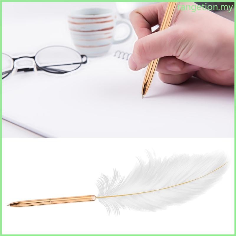 RAN Fancy Feather Black Inks Pen for Bride Wedding Feather Ballpoint ...