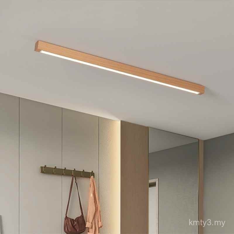 Log Minimalist Line Light Aisle Balcony led Long Strip Light Walnut ...
