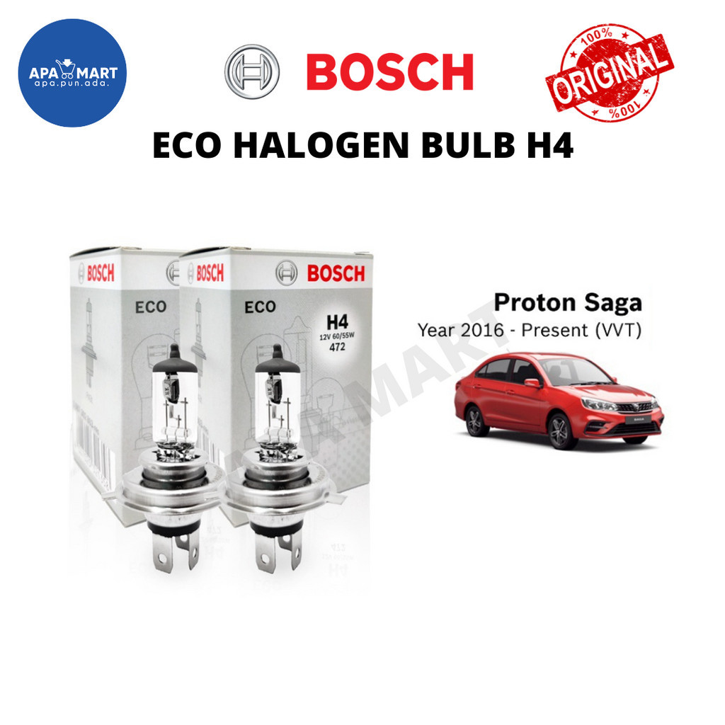 BOSCH Eco H4 Halogen Headlamp Bulb 12V 60/55W H4 Bulb for Proton Saga ...