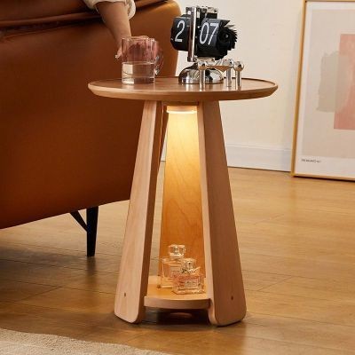 Solid wood small coffee table round table simple modern light luxury ...