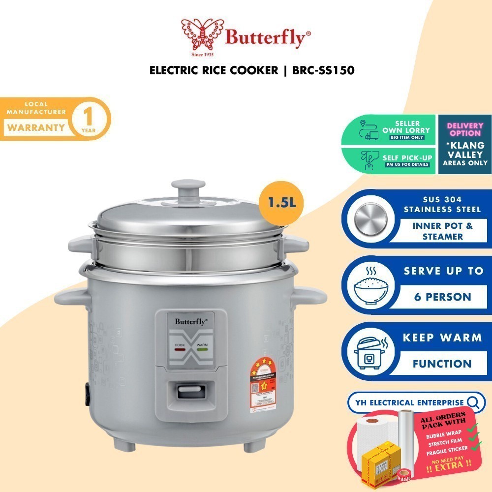 Butterfly 1.5L Stainless Steel Electric Rice Cooker BRC-SS150 | Shopee ...