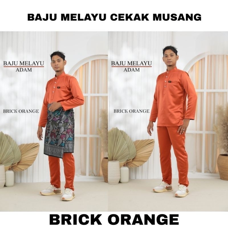 [S-3XL] BAJU MELAYU ADAM CEKAK MUSANG BRICK ORANGE / BAJU MELAYU LELAKI ...