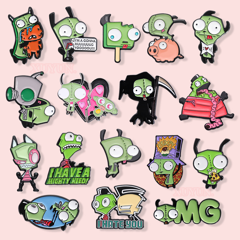 Invader ZIM Cartoon Animation Character Brooch Green Little Monster ...