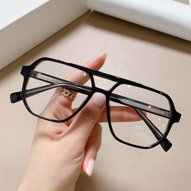 Men Retro Large Size Spectacle Frame Men Fashion Hollow Out Transparent ...