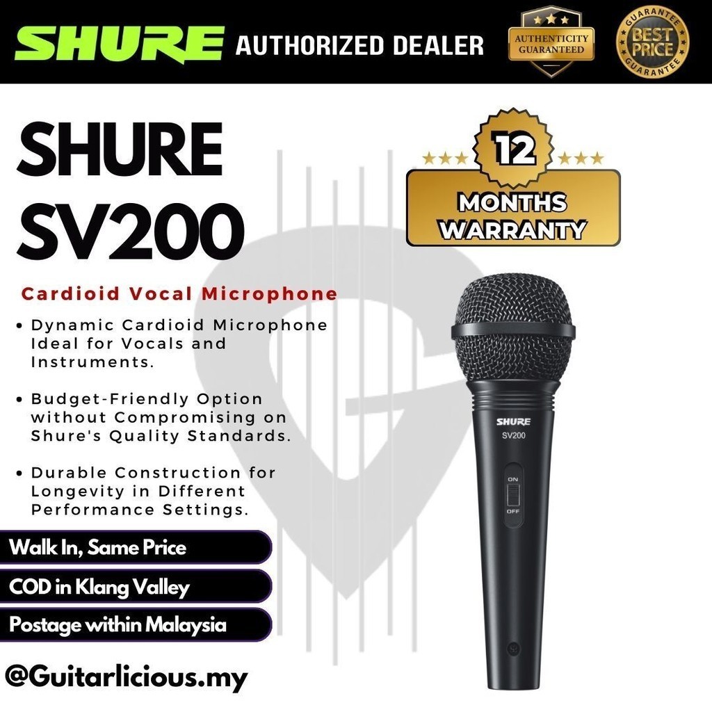Shure SV200 Dynamic Vocal Microphone( SV 200 / SV-200) | Shopee Malaysia