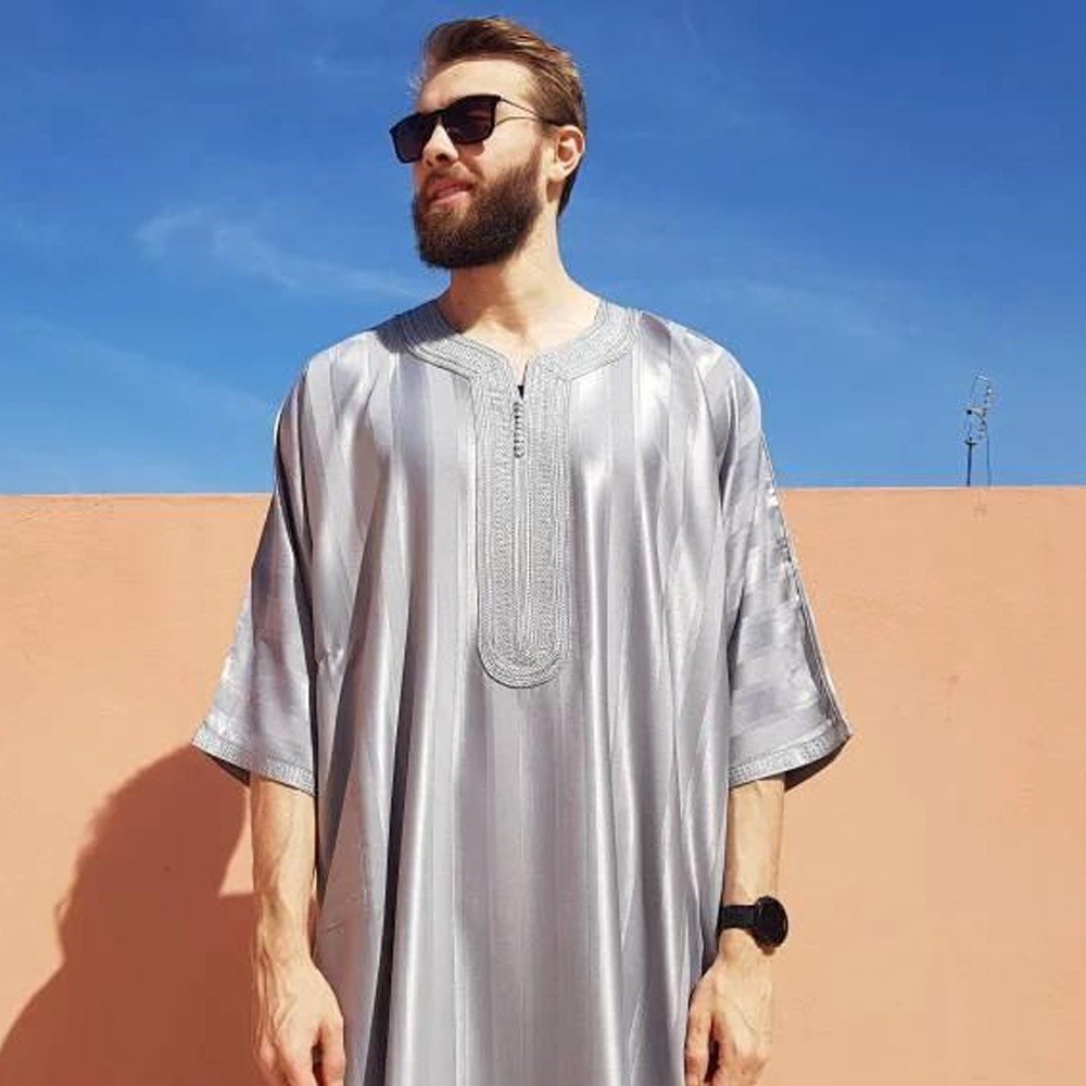 Muslim Robe Men Jubba Thobe Dubai Saudi Arab Kaftan Men Clothes Kaftan ...