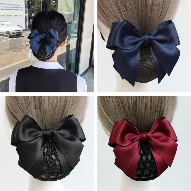 Career Women Bun Hair Net Bow Hairpin Professional Women's Hair ...