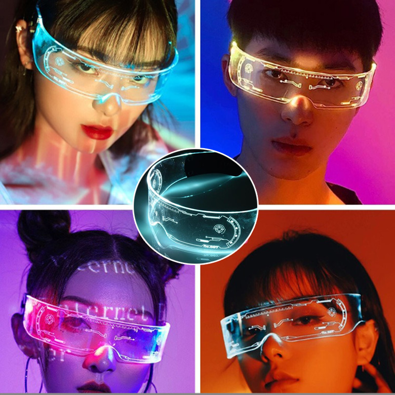 LED Luminous Glasses Neon Party Visor Eyeglasses Glasses Futuristic ...