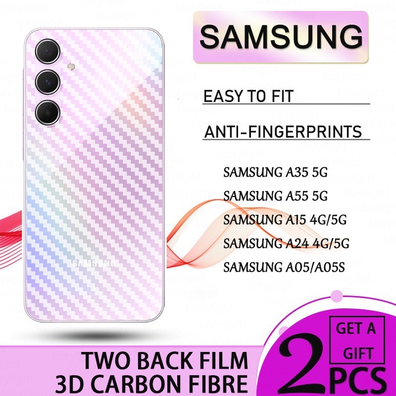 2PCS A55 5G Carbon Fiber Pattern Matte Back Film A35 5G A15 A24 A05 ...