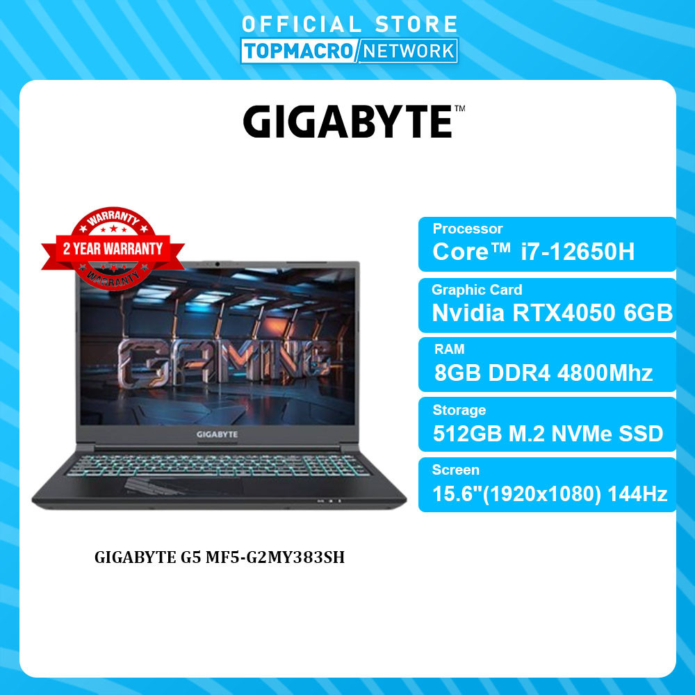 GIGABYTE G5 MF5 (I7-12560H /15.6" /8GB /512GB /RTX4050-6GB /W11H /2YRSW ...
