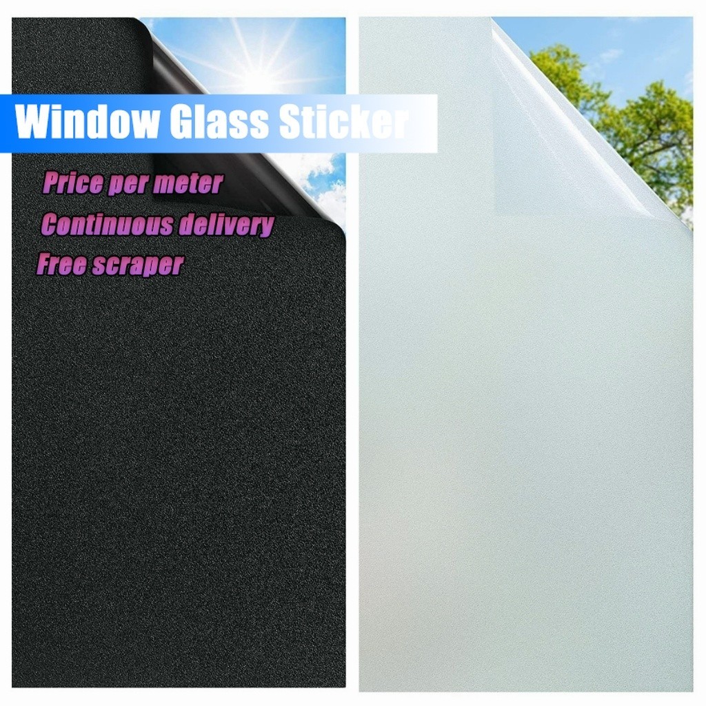 Frosted Window Privacy Film Self-adhesive Glass Sticker Sun UV Blocking ...