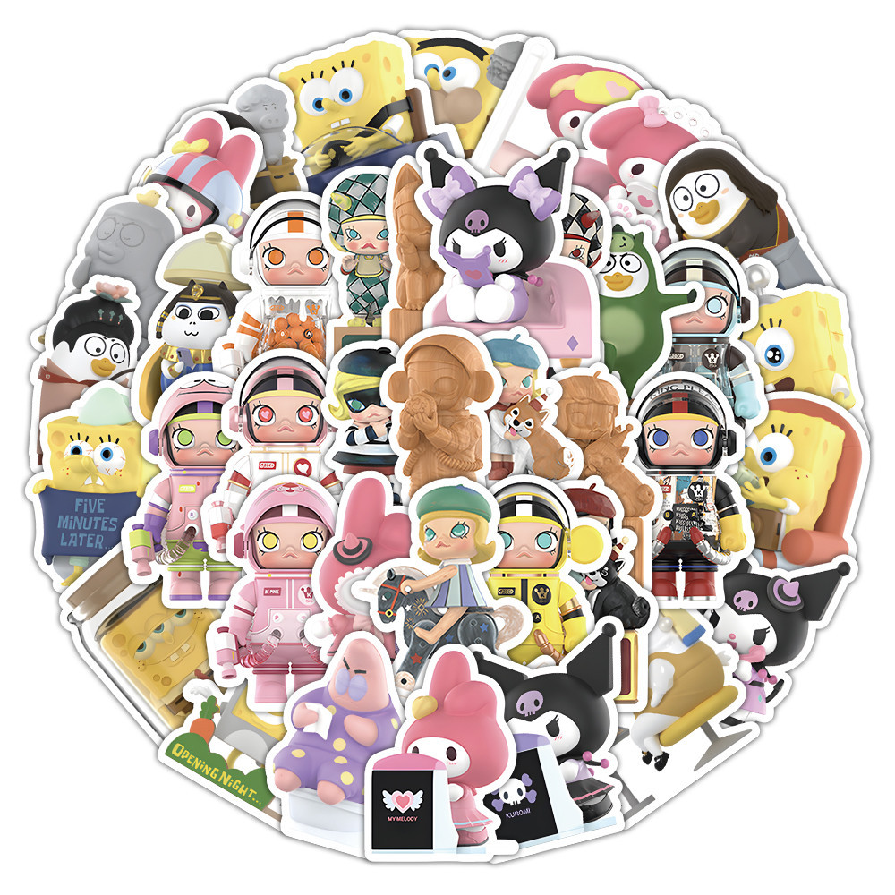 60PCS Pop Mart Image Cartoon Characters Mixed Waterproof Graffiti ...