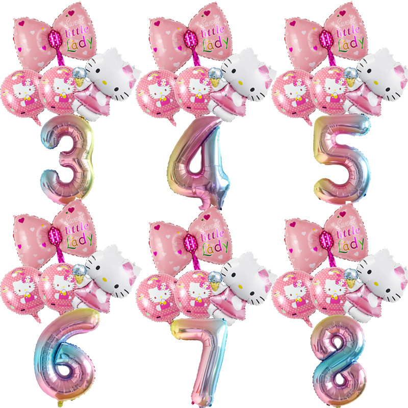 Hello Kitty series cartoon cute balloon set birthday decoration party ...