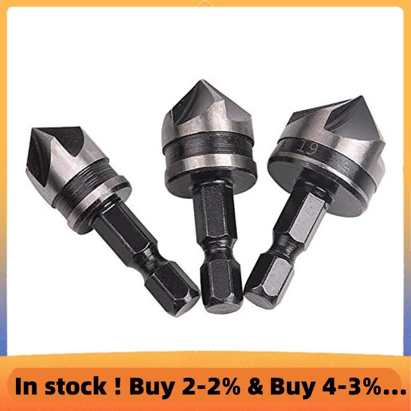 3 PCS 1/4Inch Hex 12/16/19mm Countersink Bore Set For Wood Metal Quick ...