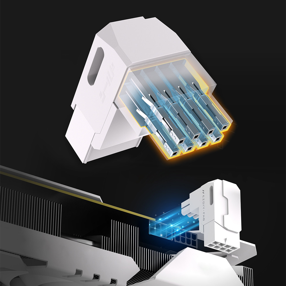 8-Pin PCIe GPU Power Adapter 90-Degree Angled Connector Power ...