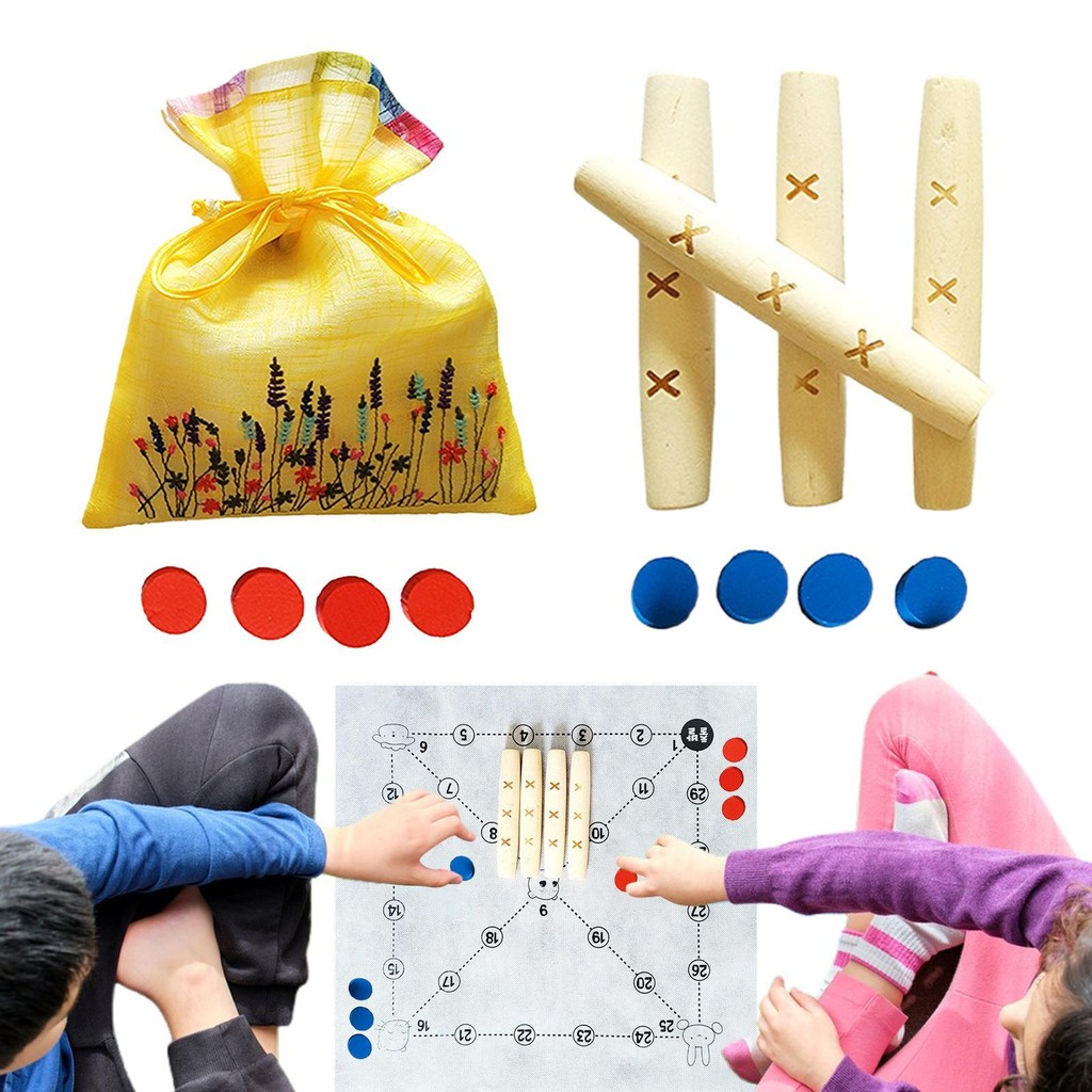 Korean Folk Gonggi Game Old-Fashioned Wood Stick Board Games ...