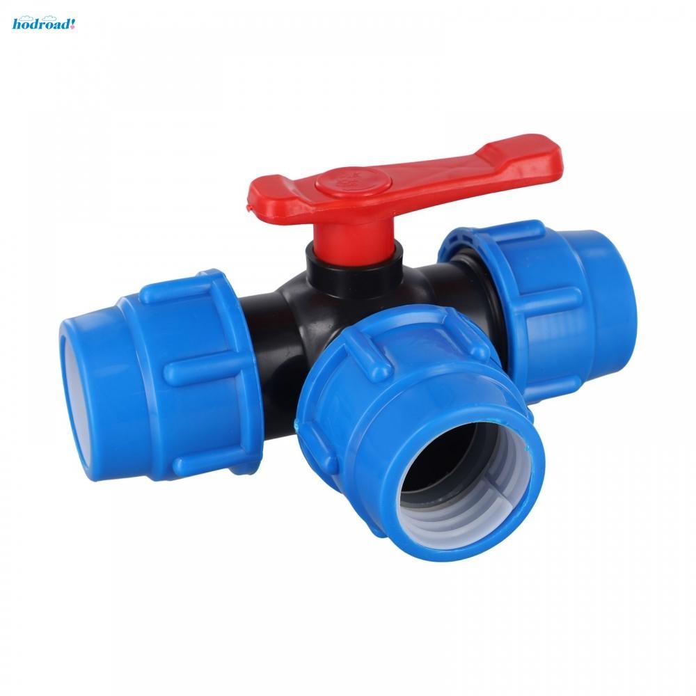 3 Way Ball Valve for PE Pipes Plastic Valve 20/25/32/40/50mm Outer ...