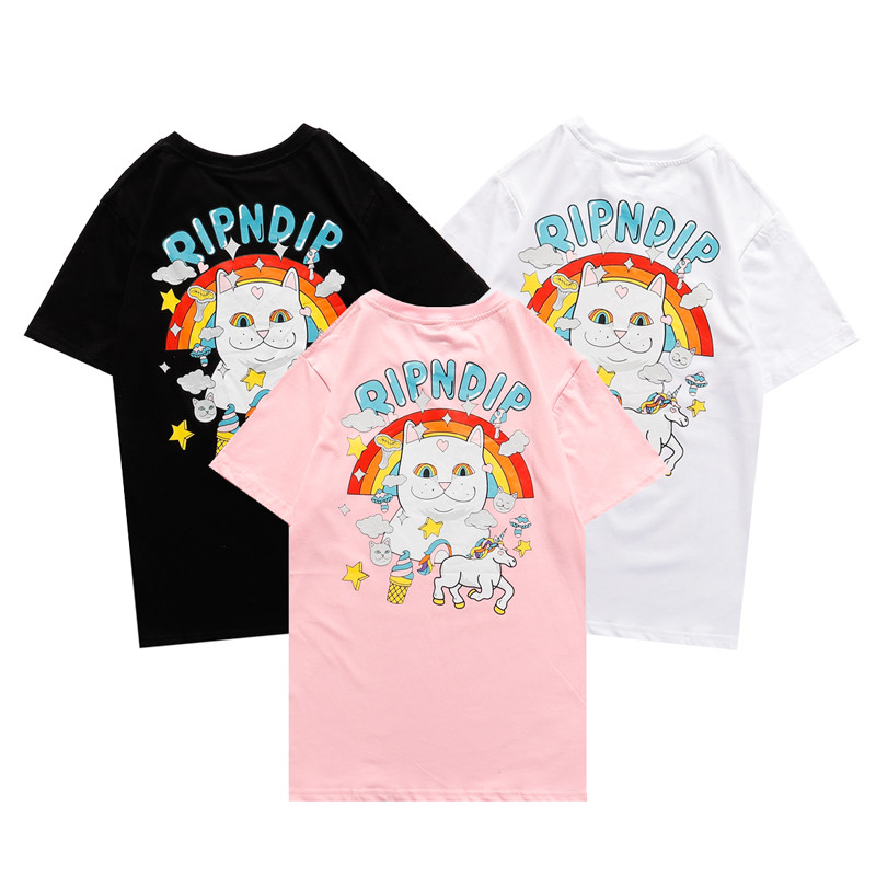 Pure Cotton RipNDip Summer NermlandTee Rainbow Middle Finger Cheap Cat ...