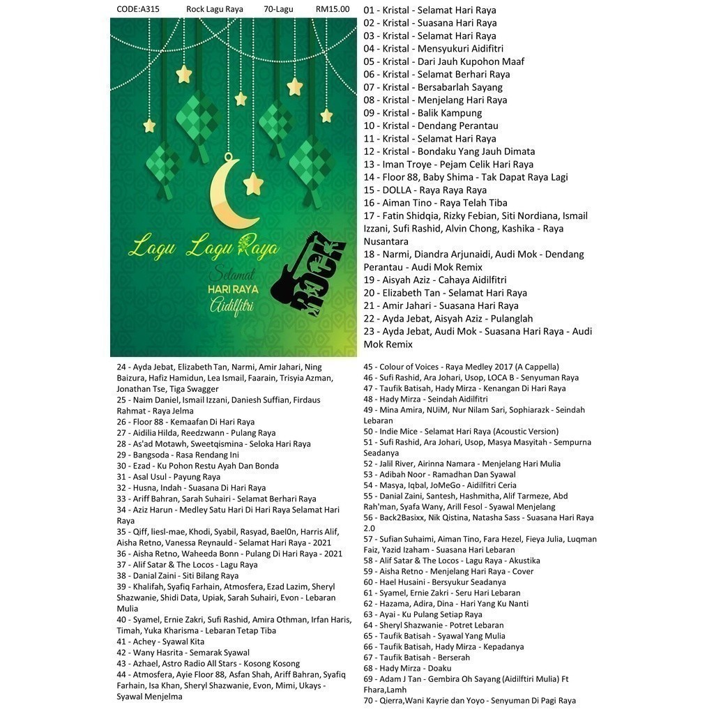 Pendrive Usb Mp3 Lagu Song Malay Rock Raya 2.0 a315 D1 | Shopee Malaysia