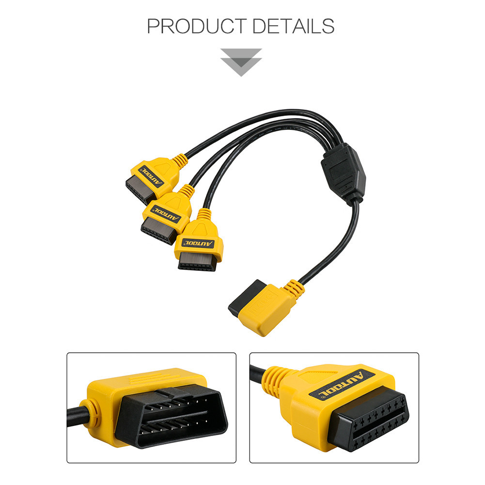 OBD2 Y Splitter Cable 50cm 1 to 3 Converter Adapter Extension Cord ...